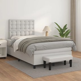 Box spring postel s matrací bílá 120x200 cm umělá kůže