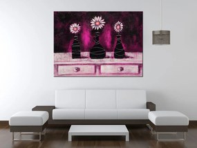 Gario Ručně malovaný obraz Kopretinové růžové trio Rozměry: 70 x 100 cm