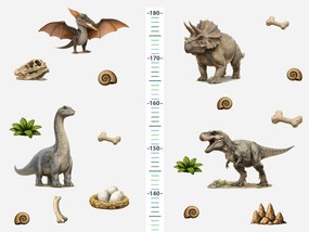 Metr realističtí dinosauři textilní přelepitelné samolepky na zeď výška 180 cm