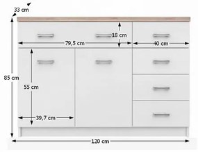 Moderní komoda TOPTY 2D5S, bílá / dub sonoma