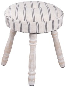 Dřevěná stolička s patinou a textilním sedákem Esme – Ø 30*37 cm