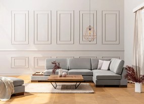 Hanah Home Rohová pohovka TULIP světle šedá pravý roh s pufem 560ARE1154