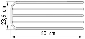 Aqualine Sušák 4 ručníků na otopná tělesa, univerzální upínání, délka 60cm, bílá 25-03-SV460