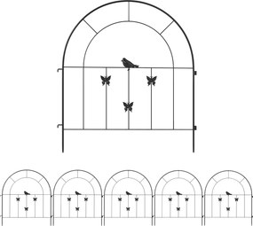 Zahradní plot Ocelový plot 300 cm x 70 cm vysoký Dekorativní mřížový plotový set Plotové prvky černé barvy