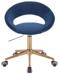 LuxuryForm Židle NAPOLI VELUR na zlaté podstavě s kolečky - modrá