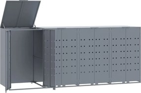 Box na 4 popelnice šedý 276 x 79 x 117 cm ocel 3279989