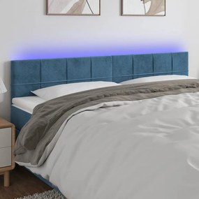 Čelo postele s LED tmavě modré 160x5x78/88 cm samet 3121670