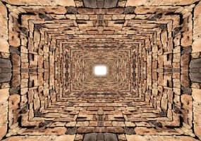 Fototapeta - Tunel 3D kamenů (254x184 cm)