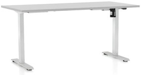 Výškově nastavitelný stůl OfficeTech A, 160 x 80 cm - bílá podnož Barva: Světle šedá