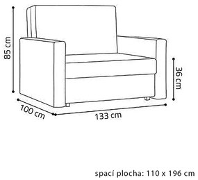 Pohovka VIVA II BIS | 133 cm | rozkládací + úložný prostor | VÝBĚR TKANIN