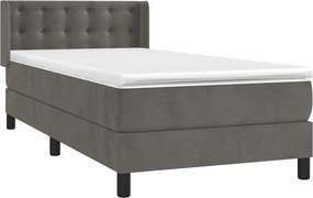Box spring postel s matrací tmavě šedá 90x200 cm samet 3131178