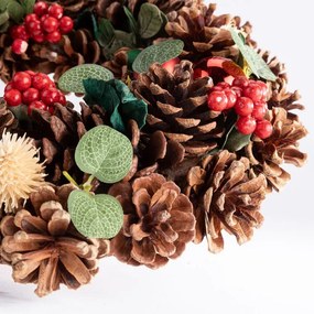 Vánoční šiškový věnec 34 cm, assort