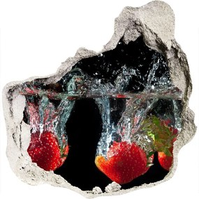 Wallmuralia Nálepka 3D díra na zeď Jahody pod vodou 75x75 cm