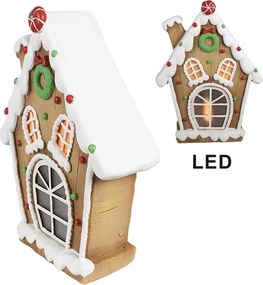 Hnědá svítící perníková chaloupka Gingerbread House - 27*11*36 cm