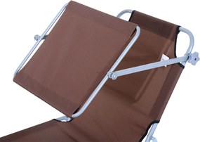 Zahradní lehátko Outsunny skládací s ochranou proti slunci hnědé 187x58x36 cm na terasu a balkon | Aosom.de