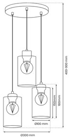 Lustr na lanku MADERA 3xE27/60W/230V bílá/dřevo