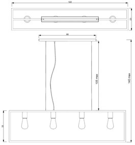 Lustr na lanku FRAME 4xE27/60W/230V měď