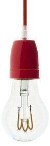 creative cables Závěsná lampa s textilním kabelem a barevnými detaily z porcelánu Barva: Červená