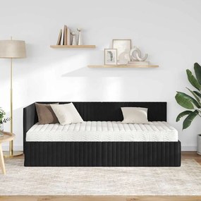 Rohový rám postele s matrací s čelo 2 ks Černá samet 3393813