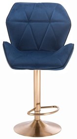 LuxuryForm DESIGN Barová židle MILANO MAX VELUR na zlaté kulaté podstavě - modrá
