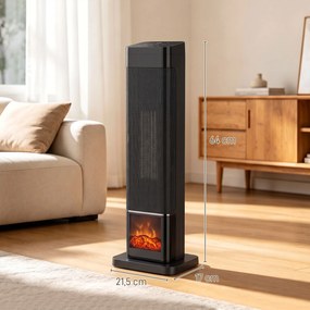 HOMCOM keramický teplovzdušný ventilátor s efektem plamene, 2000 W