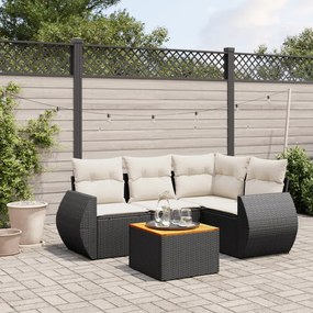 5dílná zahradní sedací souprava s poduškami černá polyratan 3224985