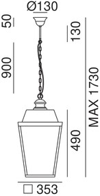 Il Fanale Venkovní závěsné svítidlo QUADRO - starožitná mosaz Varianty: průhledné sklo