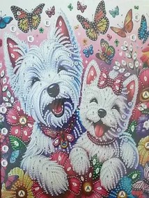 NORIMPEX Diamantové malování na plátně Veselí pejsci / 23x30 cm