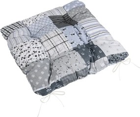 Bellatex Sedák Adéla prošívaný 40x40 cm Patchwork Šedá