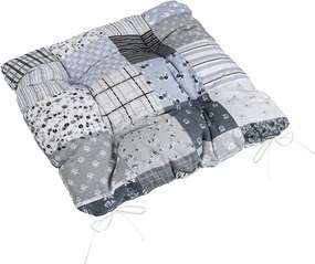 Bellatex Sedák Adéla prošívaný 40x40 cm Patchwork Šedá