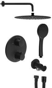 Sapho Sapho, Podomítkový sprchový set s termostatickou baterií, box, 2 výstupy, černá mat, RH399B-01