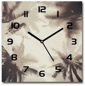 Wallmuralia Skleněné nástěnné hodiny čtverec Palmy 30x30 cm