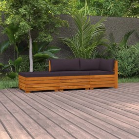 vidaXL 3dílná zahradní sedací souprava s poduškami masivní akácie [3087330] Barva: Tmavě šedá