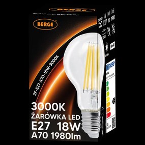 BERGE SADA 6x LED žárovka E27 18W 1980lm 3000K - teplá bílá