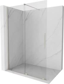 Mexen Velar, sprchová zástěna s posuvnými dveřmi Walk-in 150 x 200 cm, 8mm čiré sklo, broušená ocel, 871-150-000-03-97