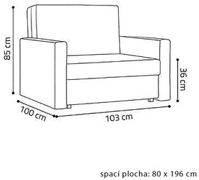 Pohovka VIVA I BIS | 103 cm | rozkládací + úložný prostor | VÝBĚR TKANIN