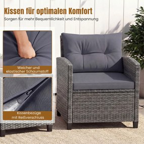 Costway Ratanová sada zahradního nábytku 3-dílný balkonový nábytek s 2 křeslem