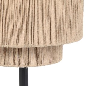 Japandi stolní lampa černá s hnědým lanem - Smilla