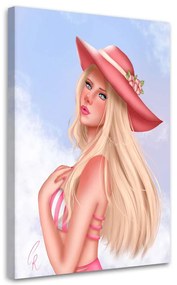 Gario Obraz na plátně Blondýnka v růžovém klobouku - Crislainy Reis Silva Rozměry: 40 x 60 cm