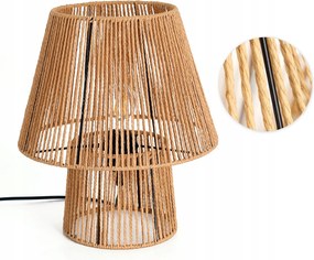Malá stolní lampa 1xE27 Boho Přírodní šňůra a kov Noční Lampa