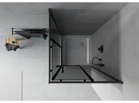 Mexen Rio, čtvercový sprchový kout 80(dveře)x80(dveře)x190 cm, 5mm šedé sklo, černý profil + bílá sprchová vanička RIO, 860-080-080-70-40-4510