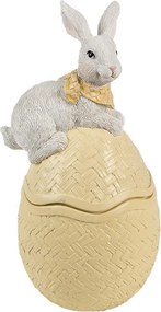 Dekorace šperkovnice králík s mašlí na žlutém vajíčku - 11*10*20 cm