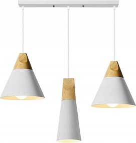 Lama Závěsná x3 Dřevo Loft Line Scandi Stropní Bílé do obývacího pokoje Toolight