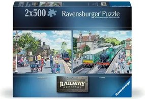 RAVENSBURGER Puzzle Railway Heritage č.1: Oakworth  Corfe / 2x500 dílk