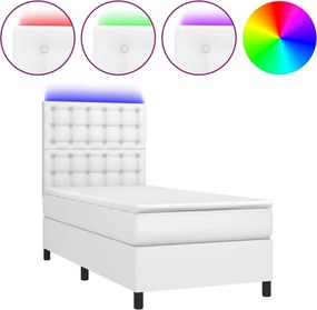 Box spring postel s matrací a LED bílá 80 x 200 cm umělá kůže 3135910
