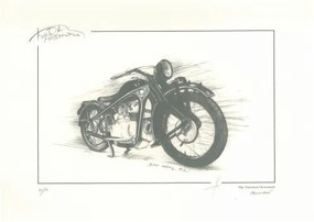 Historická motorka BMW R2 - 29,7 x 42 cm