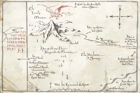 Umělecký tisk Hobbit - Map of The Unexpected Journey