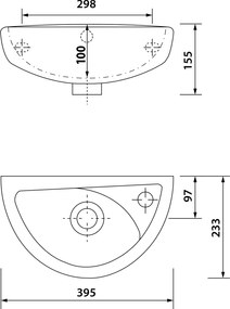 Aqualine, OVAL keramické umyvadlo 23x39cm, TP040