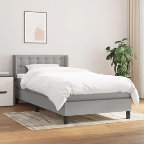 Box spring postel s matrací světle šedý 100 x 200 cm textil 3130009