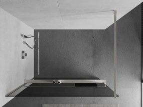 Mexen Kioto+, sprchová zástěna Walk-In s poličkou a věšákem 100 x 200 cm, 8mm šedé sklo, broušená ocel profil, 800-100-121-97-40